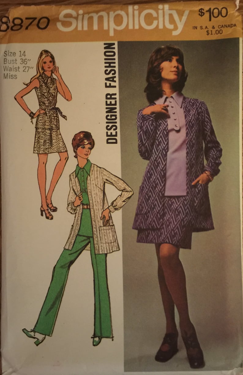 VTG 8870 Simplicity 1970. Designer Fashion. Misses' - Etsy