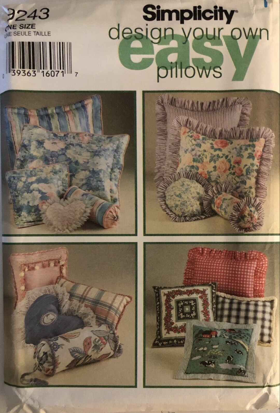 VTG 9243 Simplicity (1994). Design Your Own Easy Pillows. Complete ...