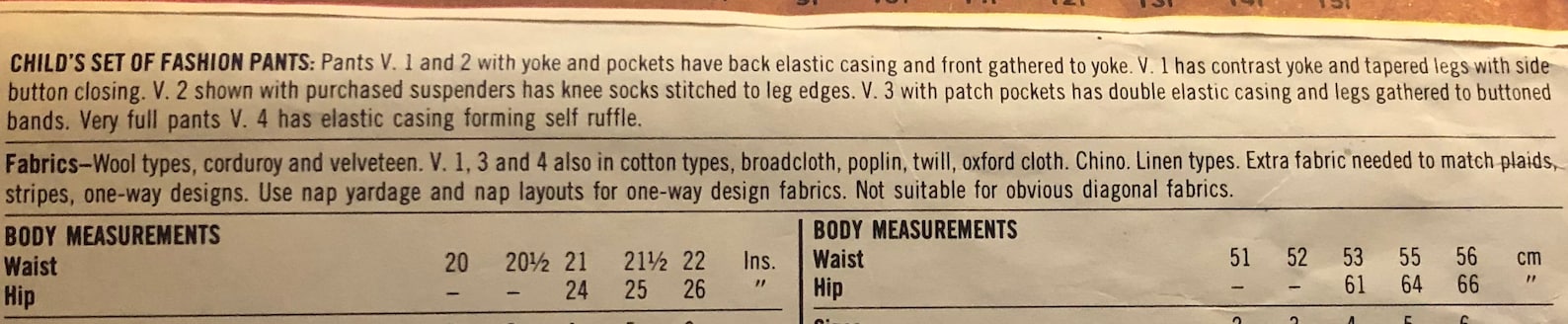 VTG 6048 Simplicity (1983). Child's Set of Fashion Pants. Size 4-5-6 ...