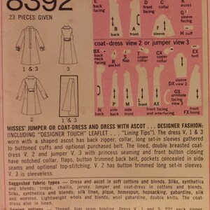 VTG 8392 Simplicity (1969). Designer Fashion. Jumper or Dress & Dress W ...