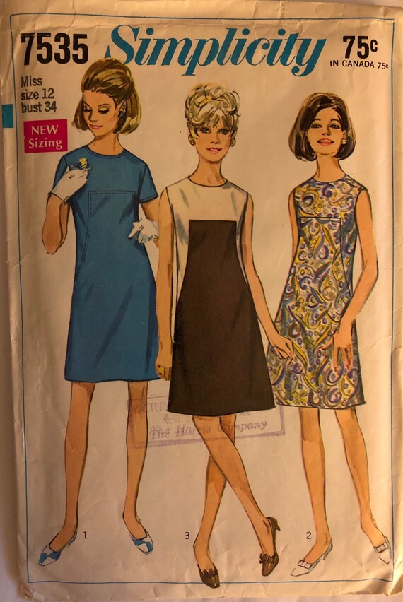 VTG 7535 Simplicity 1968. Misses' Dress. Size 12 Bust | Etsy