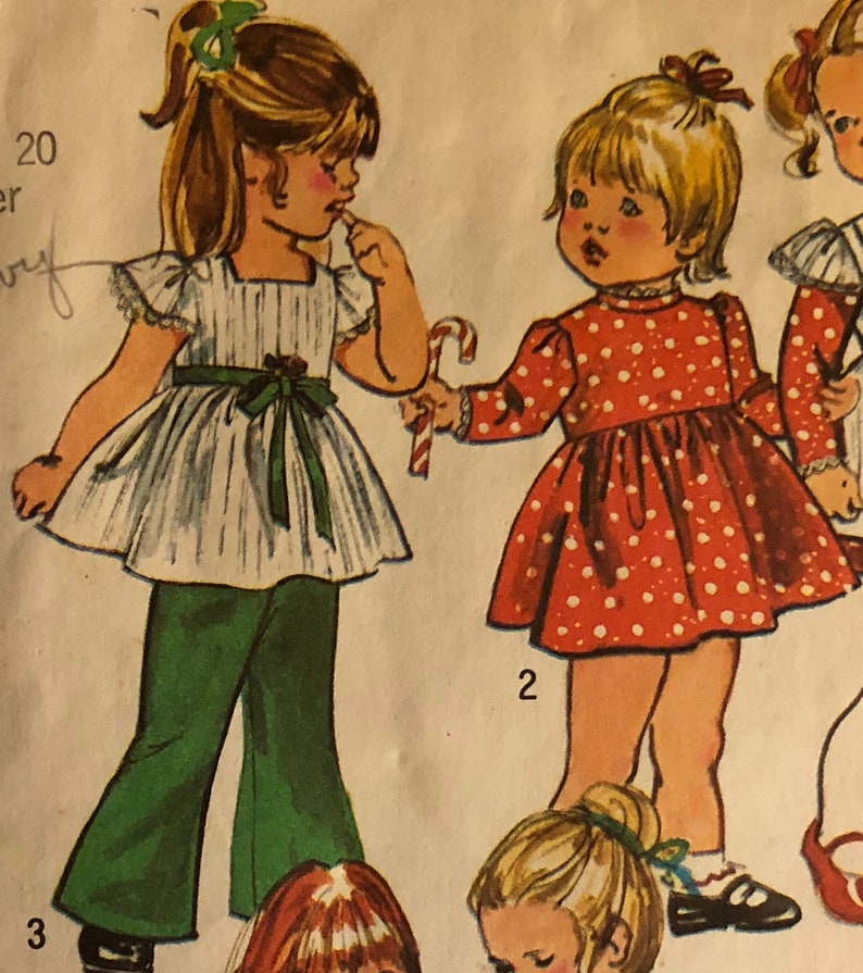 VTG 5993 Simplicity (1973). Toddler's Dress, Smock & Bell-bottom Pants ...