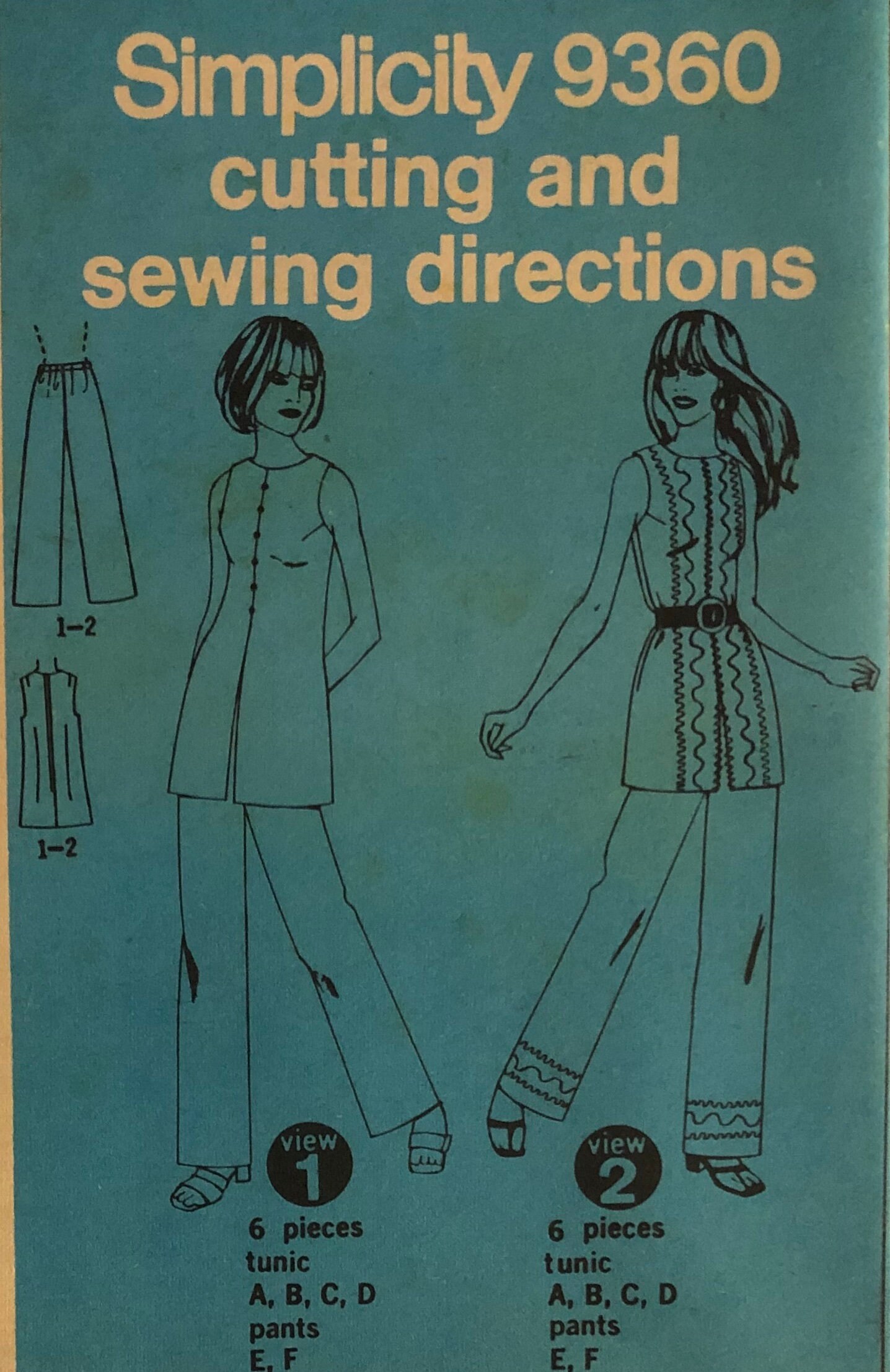 VTG 9360 Simplicity (1971). Super Jiffy. Misses' Tunic and Hip-hugger ...