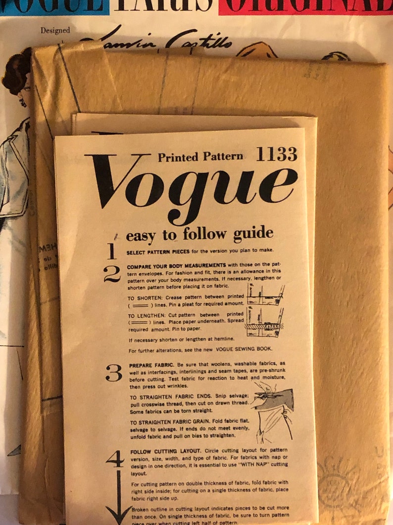 VTG 1133 Vogue 1961. Vogue Paris Original by Lanvin - Etsy