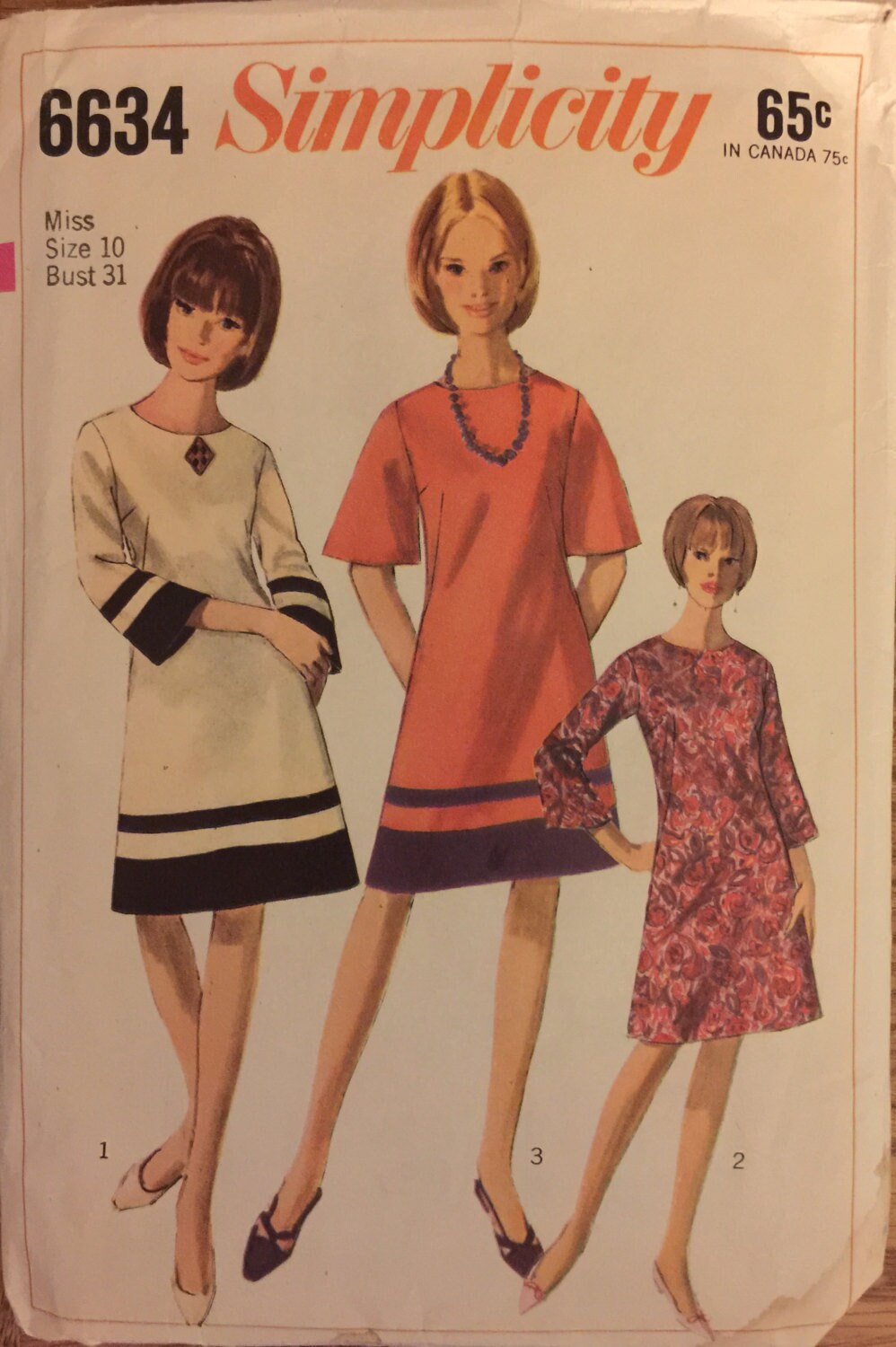 VTG 6634 Simplicity 1964. Misses' one piece dress. Size | Etsy