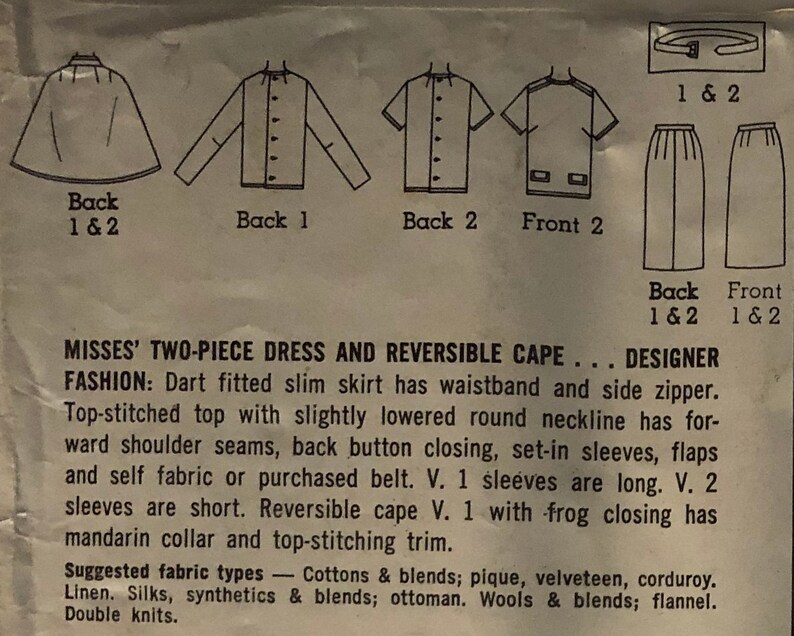VTG 6407 Simplicity (1966). Designer Fashion. Misses' Two-piece Dress ...