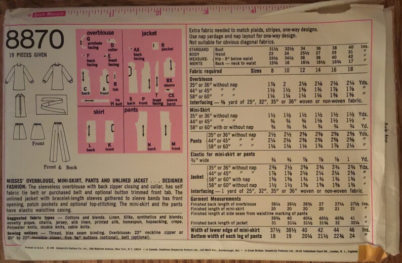 VTG 8870 Simplicity 1970. Designer Fashion. Misses' - Etsy