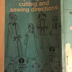 VTG 7925 Simplicity (1968). Girl's Nightgown & Robe in 2 Lengths. Size ...