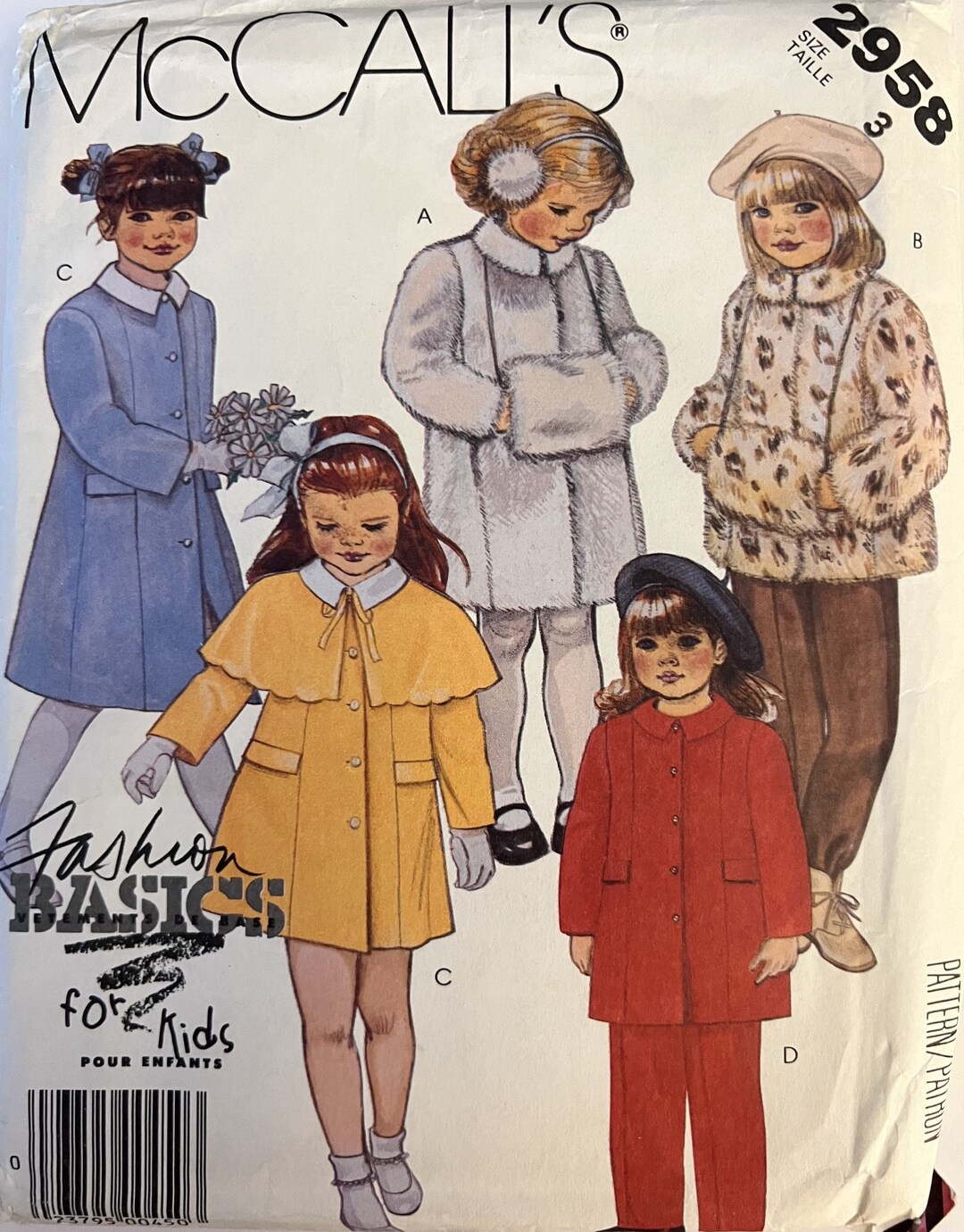 VTG 2958 Mccalls (1987). Fashion Basics for Kids. Girls' Coat, Jacket ...
