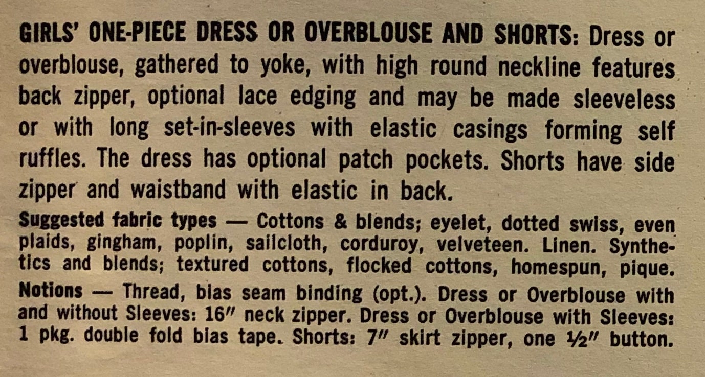 VTG 6516 Simplicity 1966. Girls' One-piece Dress | Etsy
