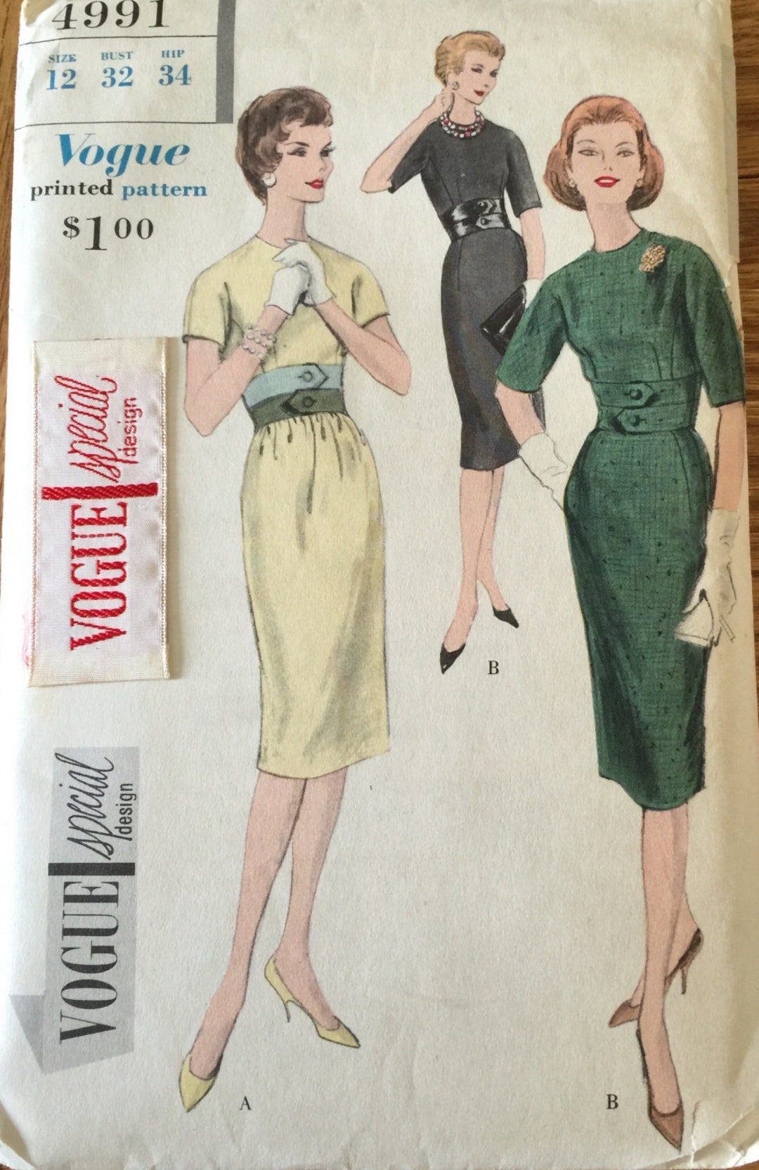 VTG 4991 Vogue (1959). Vogue Special Design. One Piece Dress. Size 12 ...