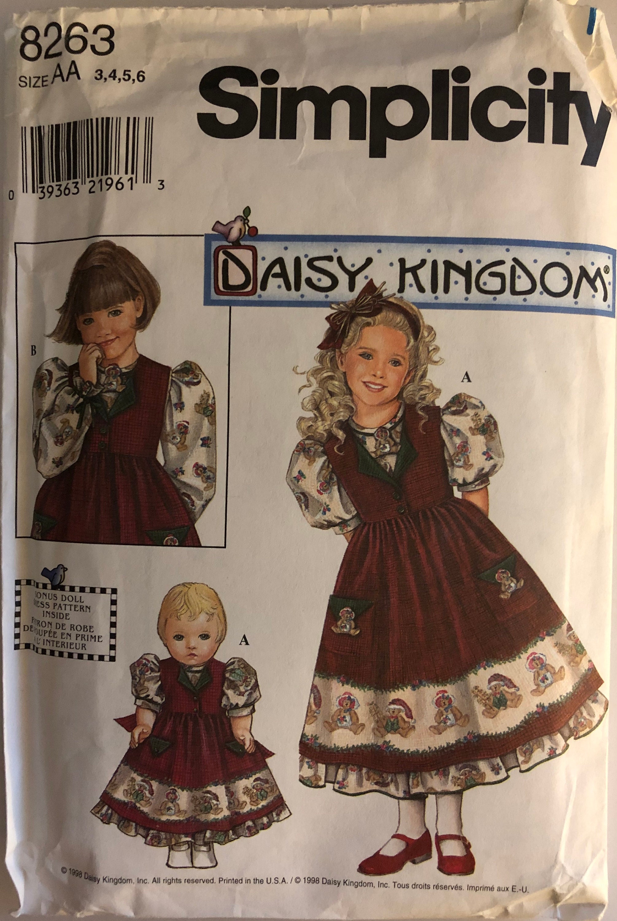 VTG 8263 Simplicity 1998. Daisy Kingdom. Girl's Dress & | Etsy