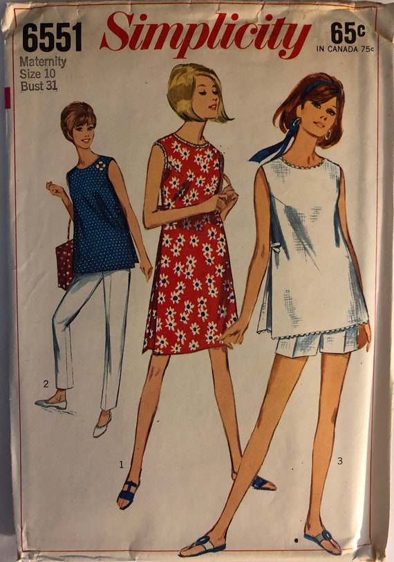 VTG 6551 Simplicity 1966. Maternity Dress Tunic Pants | Etsy