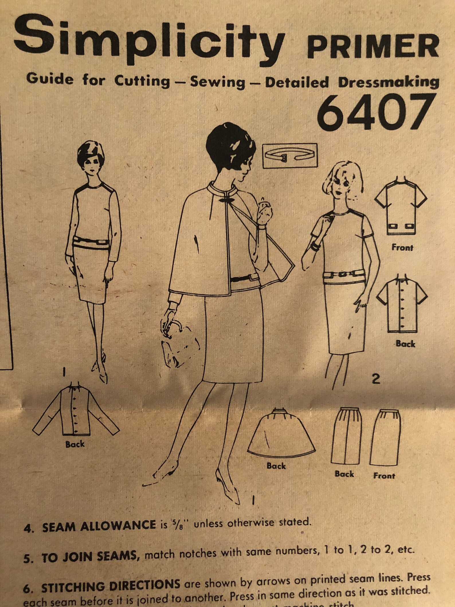 VTG 6407 Simplicity (1966). Designer Fashion. Misses' Two-piece Dress ...