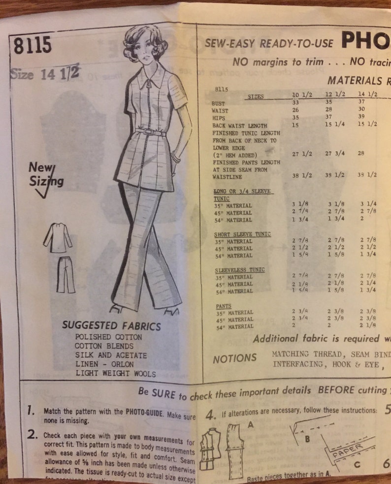 RARE VTG 8115 Kate's Pattern Service 1970's. | Etsy