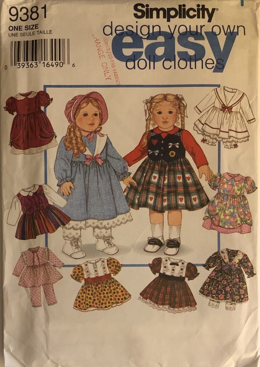 VTG 9381 Simplicity 1995. Design Your Own Easy Doll Clothes | Etsy