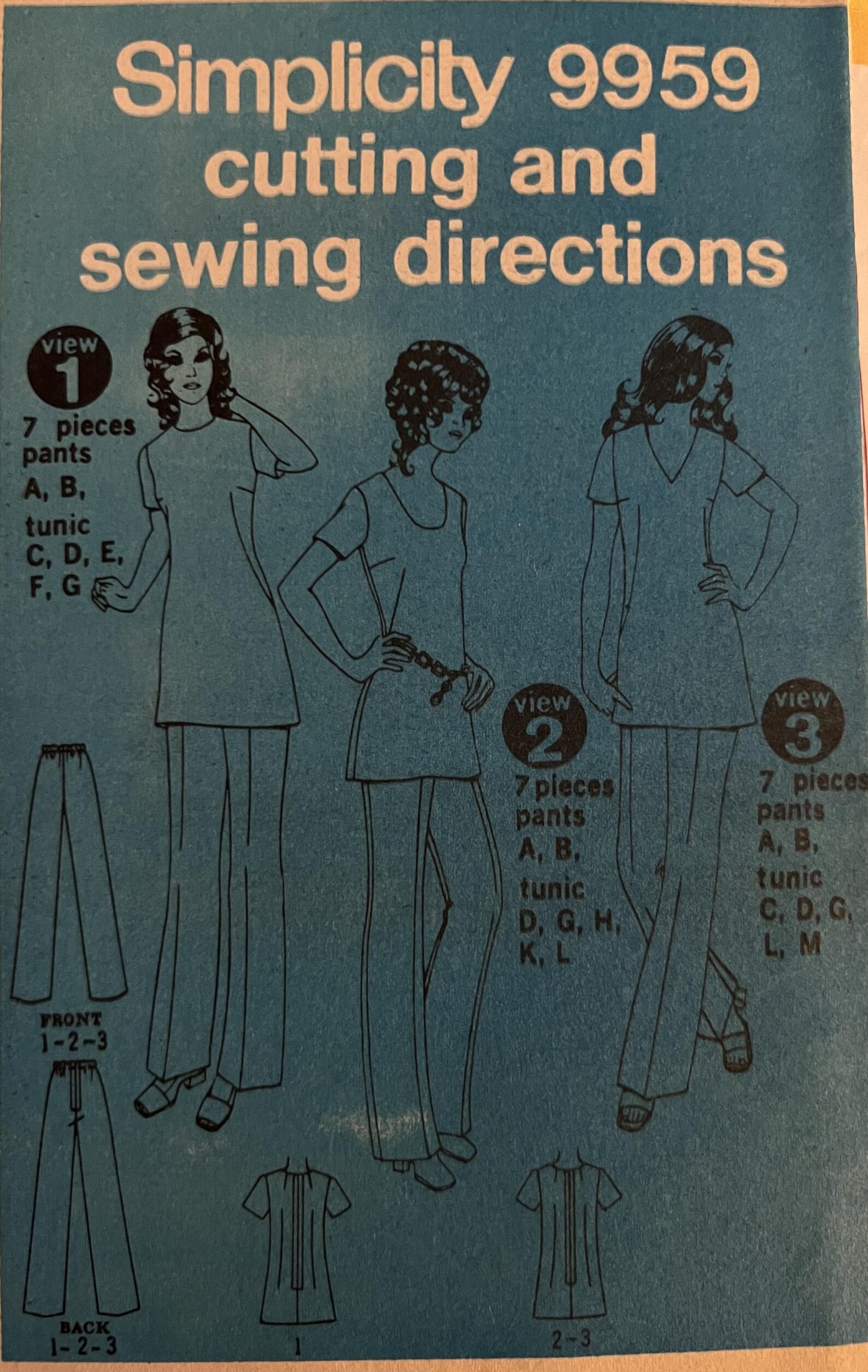 VTG 9959 Simplicity (1972). Tunic and Pants in Half-sizes. Size 24-1/2 ...