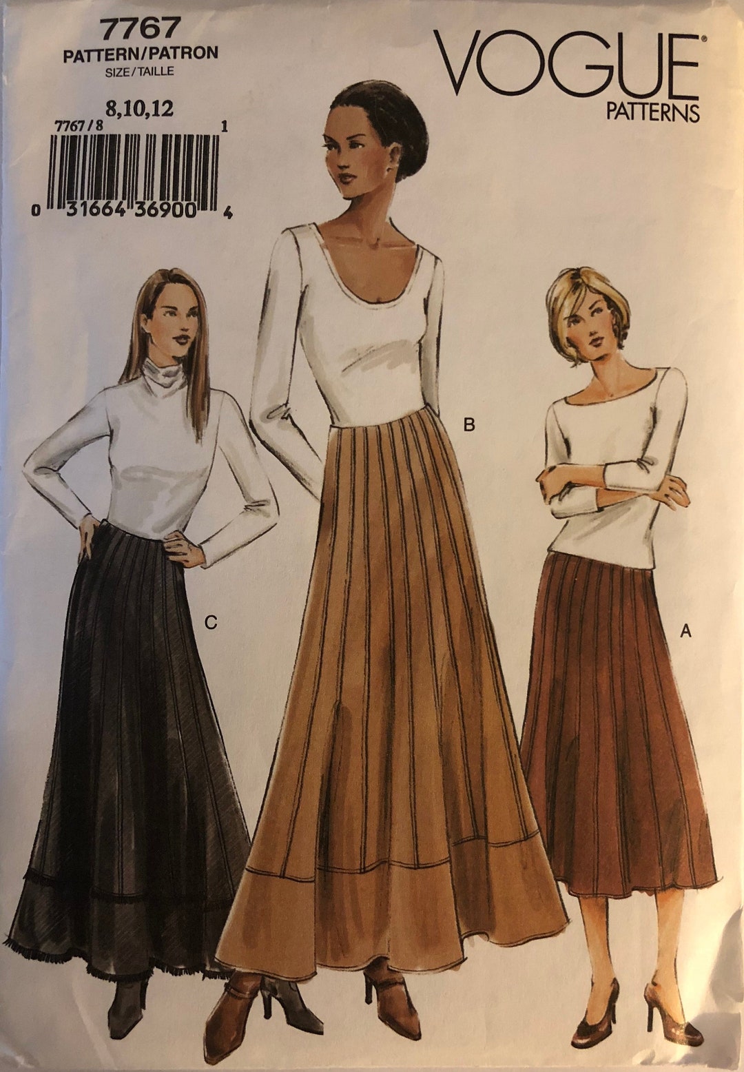 VTG 7767 Vogue (2003). Misses' Skirts. Size 8-10-12. Complete, Unused ...