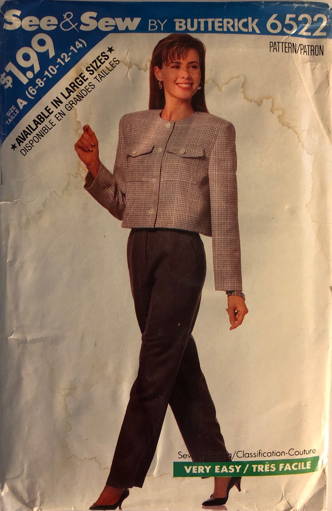 Rare VTG 6522 Butterick 1988. See & Sew. Misses' Jacket and Pants. Size ...