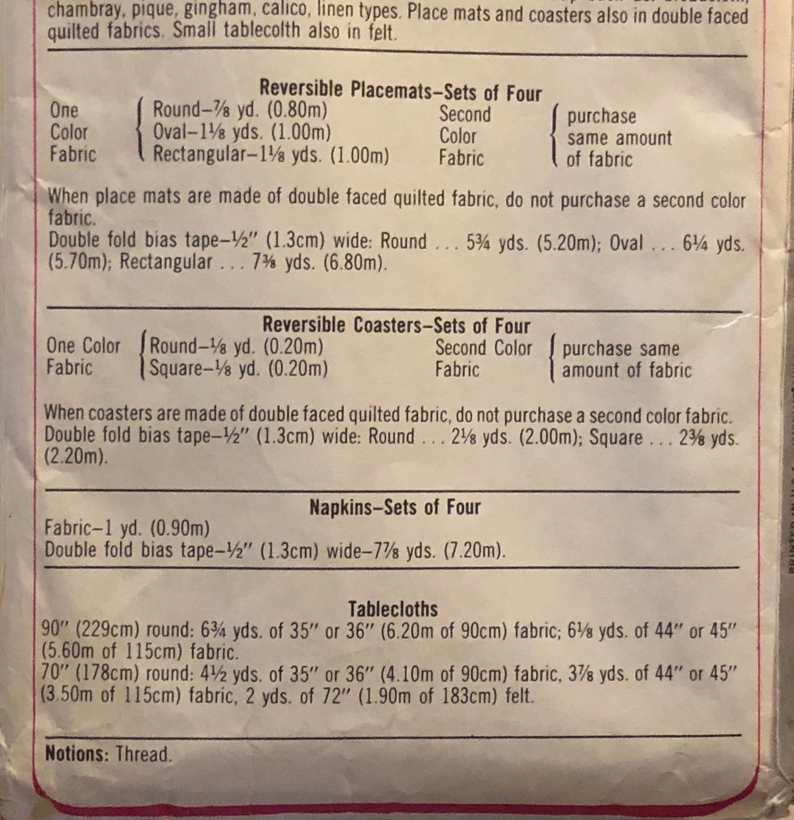 VTG 8364 Simplicity 1977. Tablecloths Napkins Reversible | Etsy