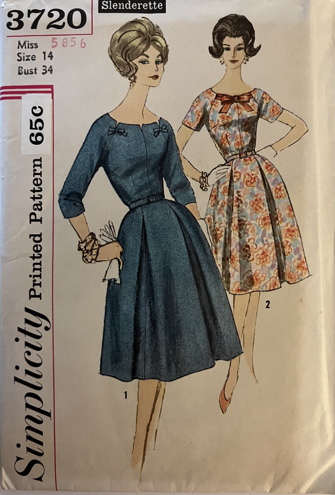 VTG 3720 Simplicity 1960. Slenderette. Misses' One-piece Dress. Size 14 ...