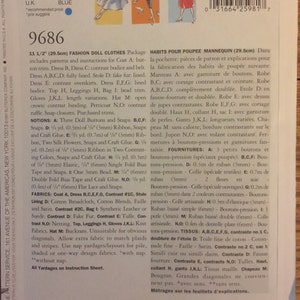 VTG 9686 Vogue (1997) Vogue Craft. 11-1/2" Fashion Doll Clothes ...