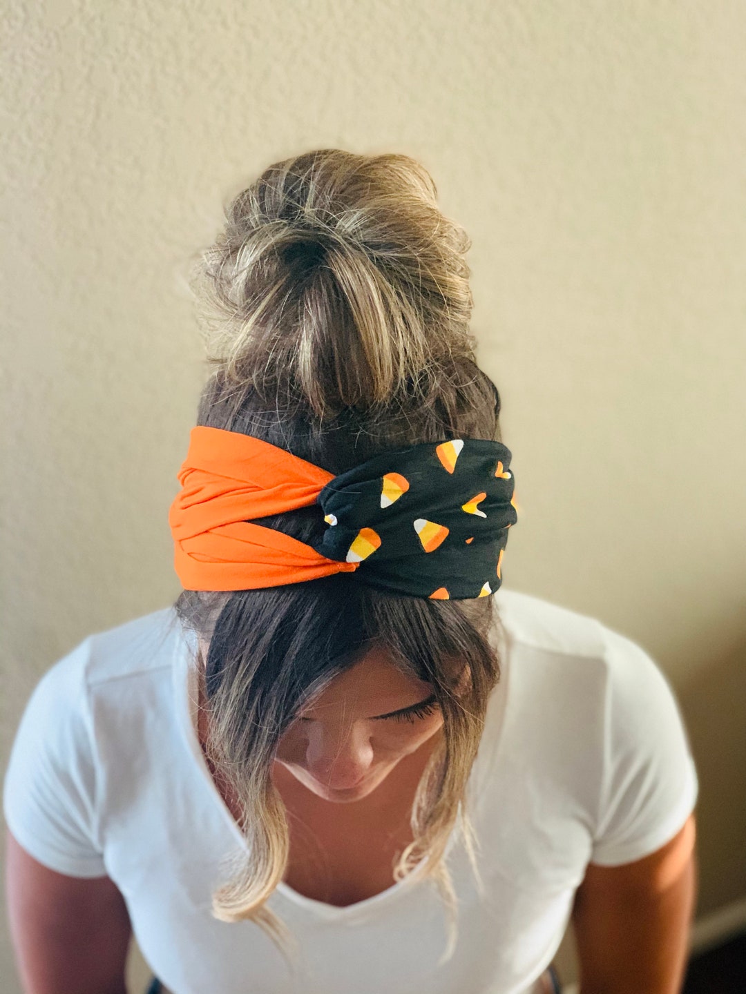 Halloween Candy Corn Chunky Split Turban Knot Headband, Adult Soft and ...