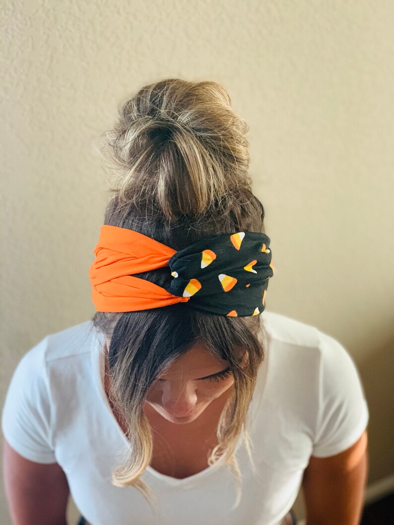 Halloween Candy Corn Chunky Split Turban Knot Headband Adult | Etsy