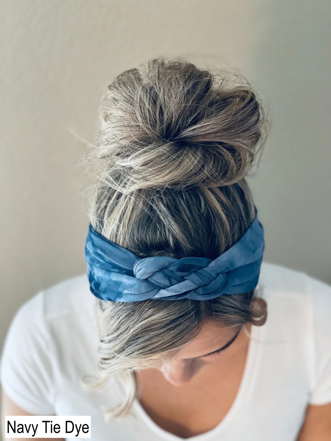Navy/teal Tie Dye Adult Chunky Sailor Knot Headband, Blue Adult Soft ...