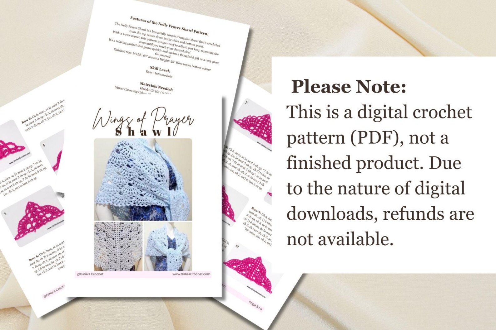 Wings of Prayer Shawl Crochet Pattern | Triangular Prayer Shawl | PDF ...