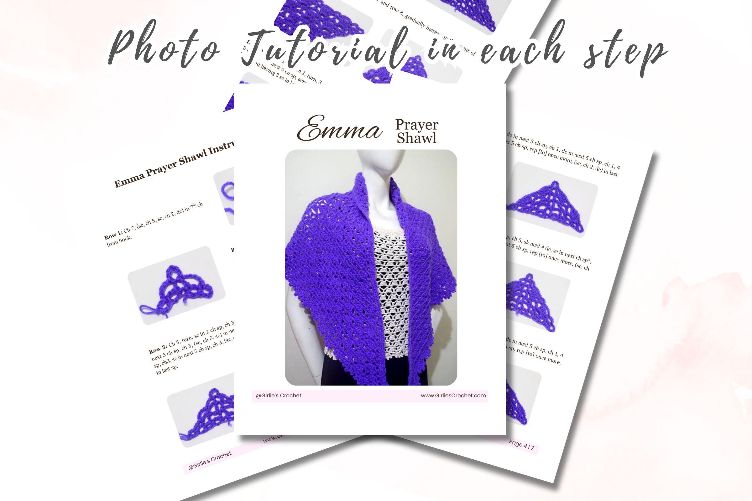 Emma Prayer Shawl Crochet Pattern: Easy Triangle Shawl (PDF Download ...