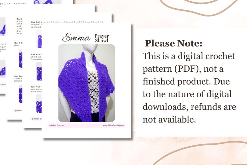 Emma Prayer Shawl Crochet Pattern: Easy Triangle Shawl (PDF Download ...