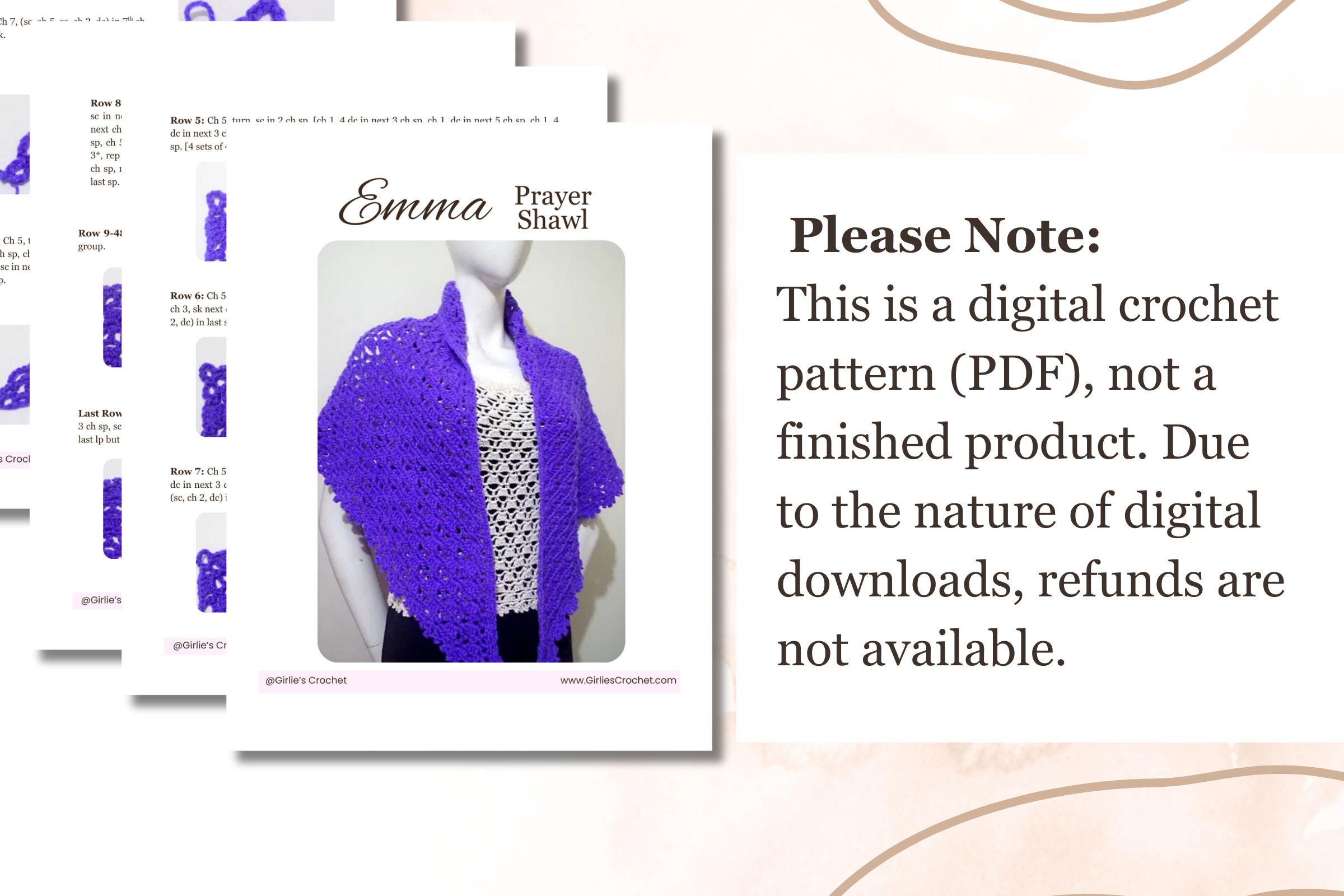 Emma Prayer Shawl Crochet Pattern: Easy Triangle Shawl (PDF Download ...