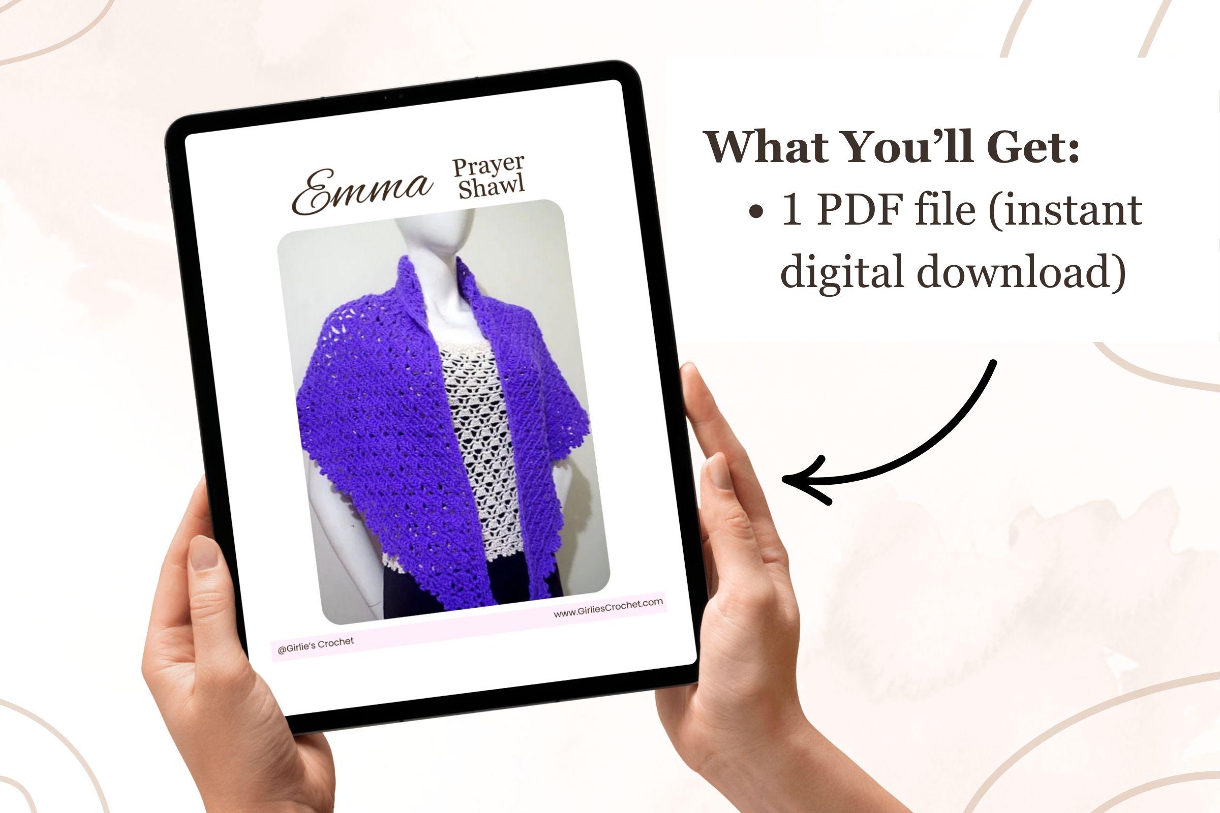 Emma Prayer Shawl Crochet Pattern: Easy Triangle Shawl (PDF Download ...