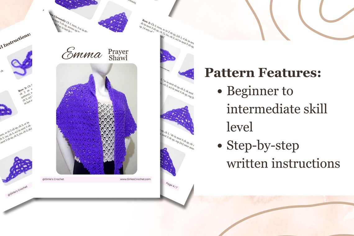 Emma Prayer Shawl Crochet Pattern: Easy Triangle Shawl (PDF Download ...