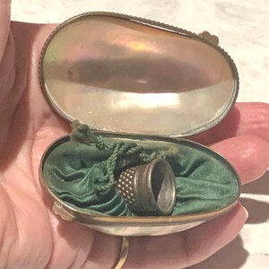 Antique Shell Thimble Lined Holder - With Antique Thimble - 1880 - Etsy