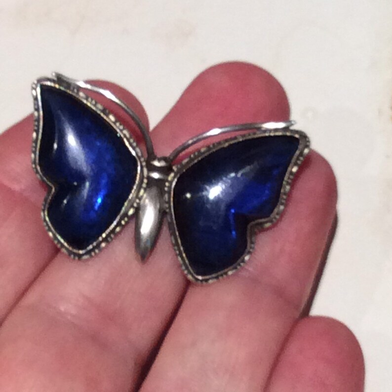 Antique Butterflywing Large Butterfly Sterling Silver Brooch - Etsy