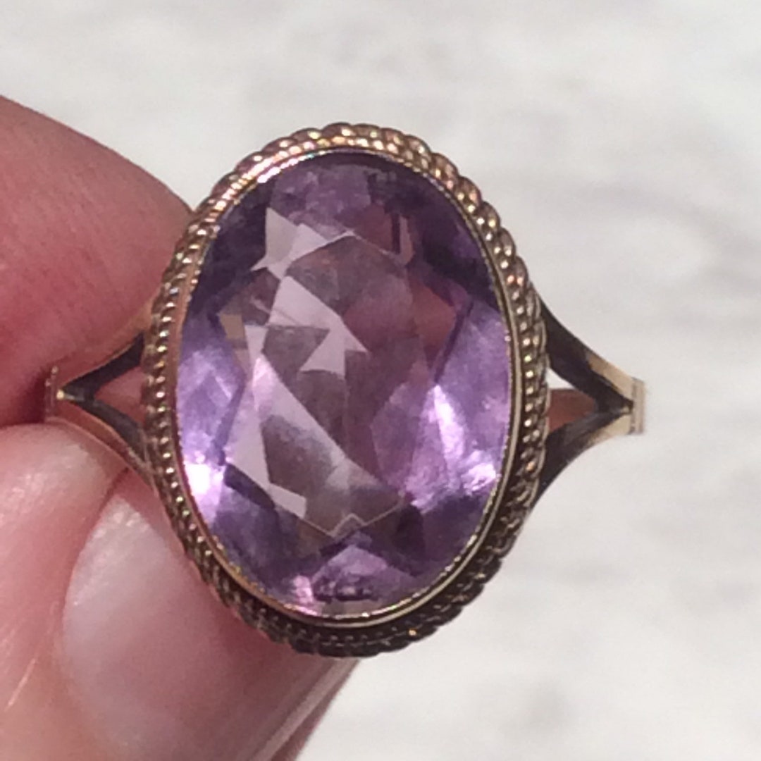 Antique Vintage Amethyst Gold Ring -9ct - Etsy