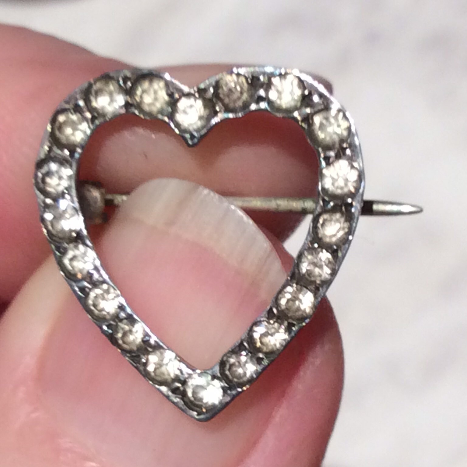 Antique Silver Paste Heart Brooch 1900 | Etsy