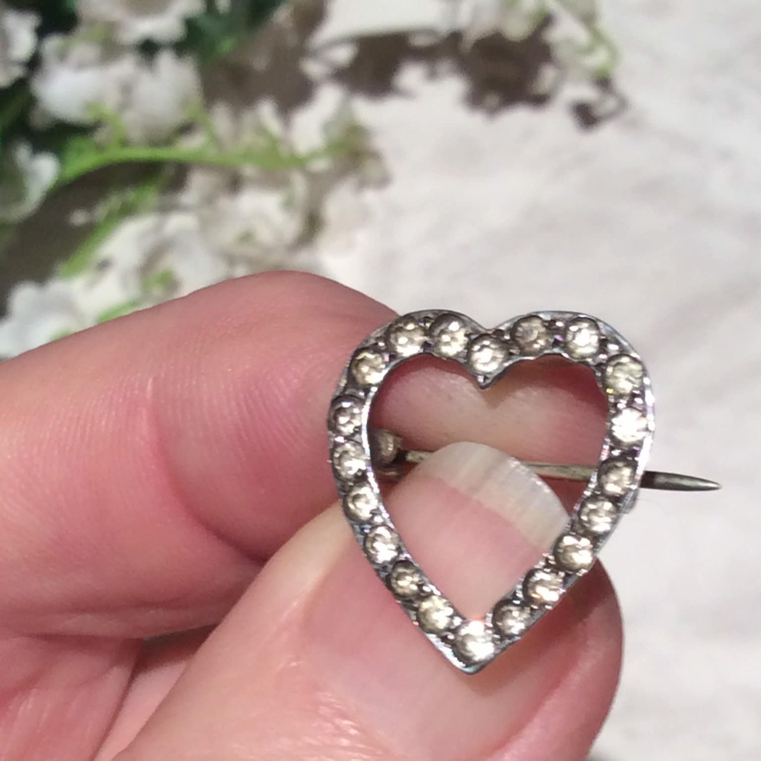 Antique Silver Paste Heart Brooch 1900 | Etsy