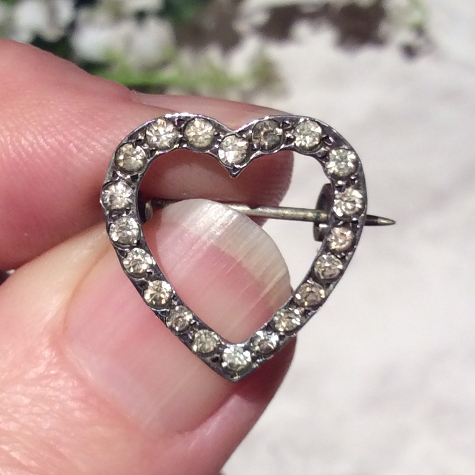 Antique Silver Paste Heart Brooch 1900 | Etsy