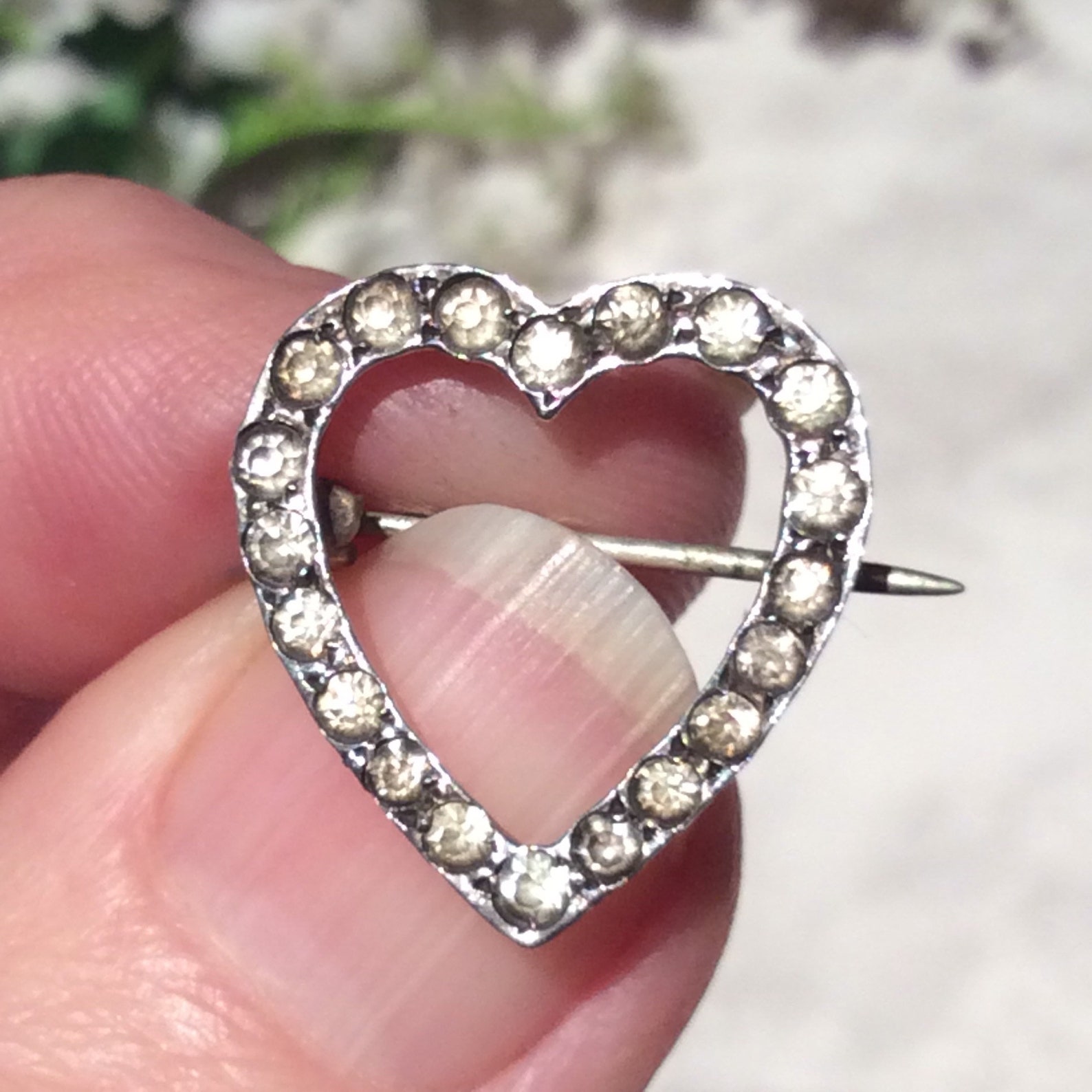 Antique Silver Paste Heart Brooch 1900 | Etsy