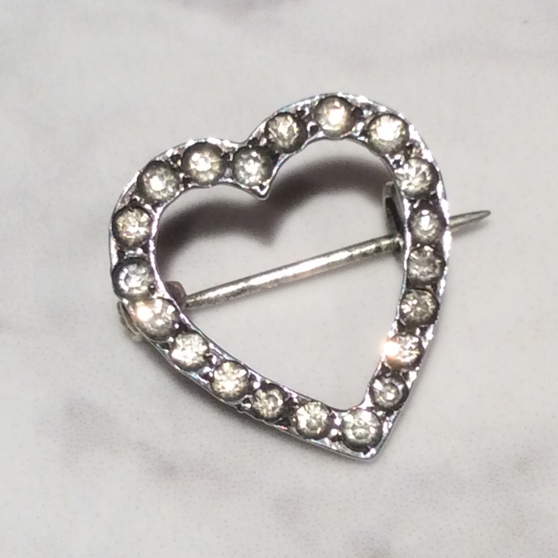 Antique Silver Paste Heart Brooch 1900 | Etsy