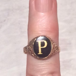 Antique Vintage Gold Initial P Onyx Gold Signet Ring - 9ct - Etsy