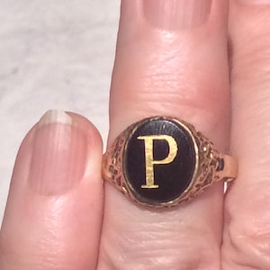Antique Vintage Gold Initial P Onyx Gold Signet Ring - 9ct - Etsy