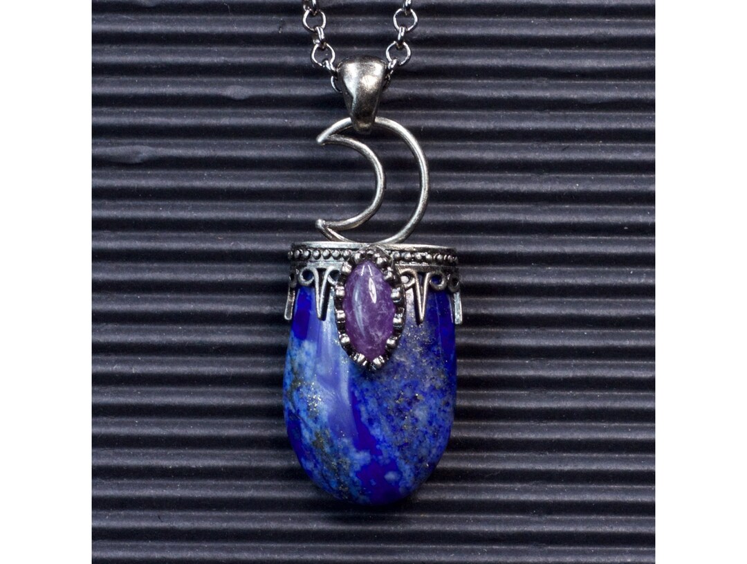 Lapis Lazuli Pendant With Amethyst Lapis Lazuli Talisman - Etsy