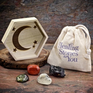 Protection Crystal Intention Set With Optional Wood Dish | Crystal Gift ...