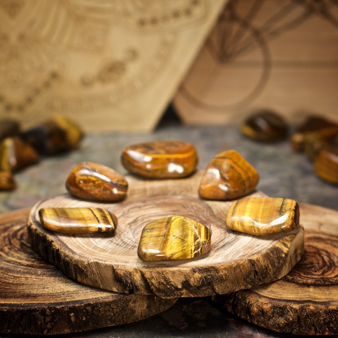 Six 6 Gold Tiger Eye Crystals for Grids Crystal Sets for Grids Crystal ...