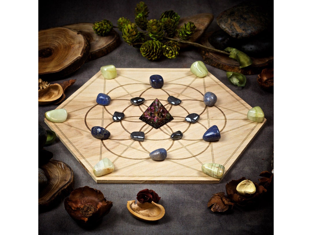Large Confidence Boost Crystal Grid Set | Your Choice of 12 Inch Wood ...