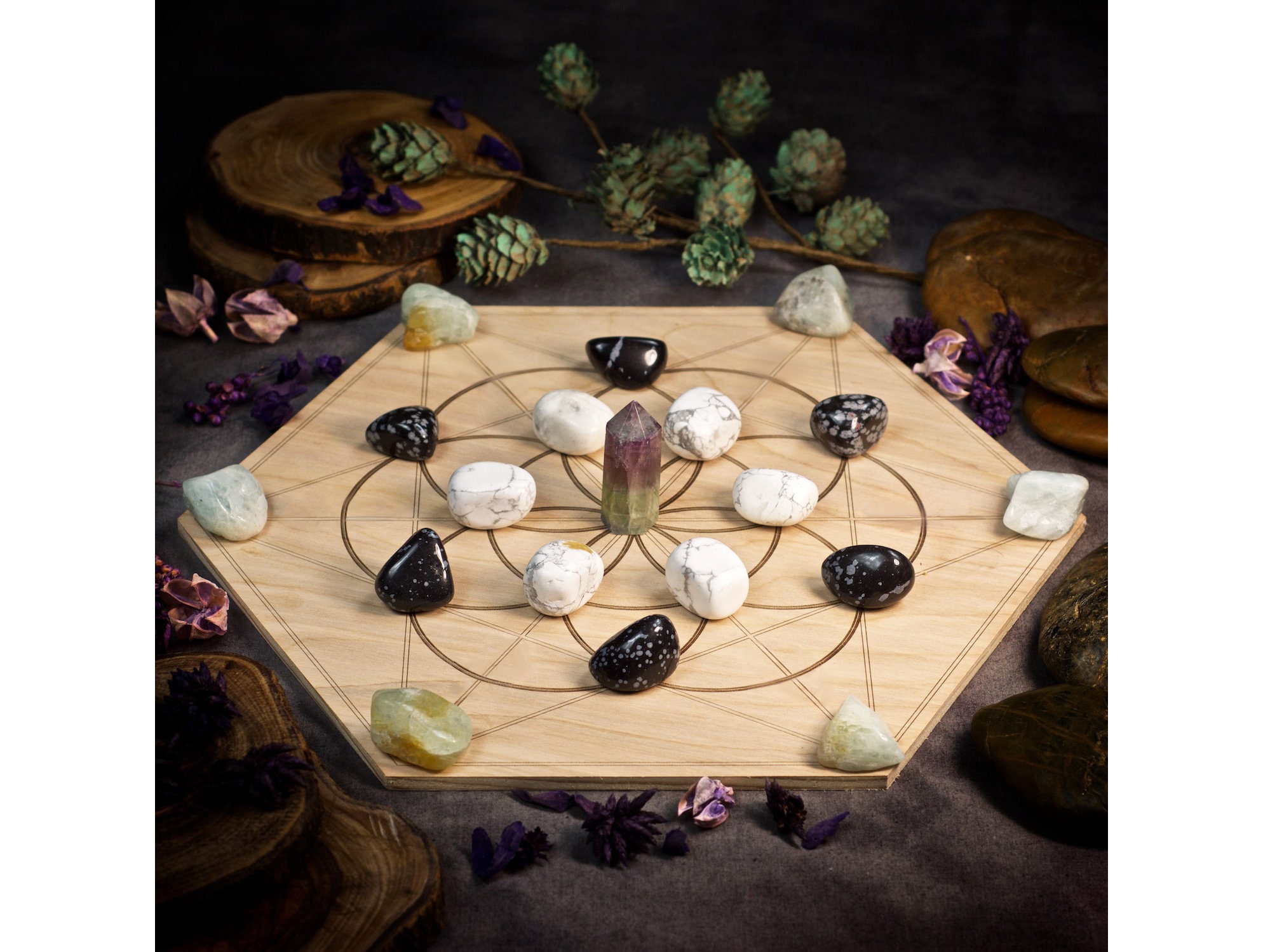 Large Stress Relief Crystal Grid Set | Crystal Grid Kit | Sacred ...